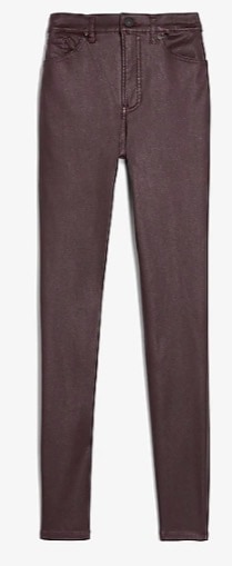 Express high waisted coated maroon skinny jean - Karina Style Diaries